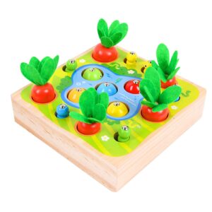 usbooy toddlers toys for kids baby boys girls,carrots harvest wooden educational toy shape size sorting puzzle developmental preschool learning gifts matching game with magnet poles