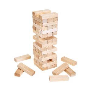 pennsylvania woodworks maple tumble tower game - heavy duty timber tower wooden block set - stackable hardwood blocks - tabletop & outdoor family games - maple hardwood