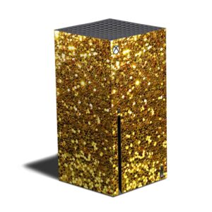 mighty skins skin compatible with xbox series x - gold dazzle | protective, durable, and unique vinyl decal wrap cover | easy to apply and change styles | made in the usa (mixbserx-gold dazzle)