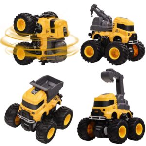 lonandy construction truck toy push and go car toys for boys and girls, friction powered toy car set include crane mixer excavator dump truck, party supplies for toddlers kids ages 3+