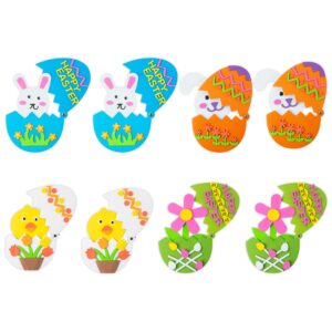 mallmall6 8pcs easter egg diy eva art craft kit with peace chicks happy rabbits beautiful flower hope bunny out of the eggshells kids favor springtime party supplies holiday family activities gift set