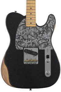 fender brad paisley esquire electric guitar, black sparkle, maple fingerboard