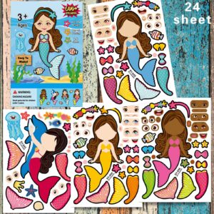 mermaid stickers,make your own mermaid stickers,make a mermaid stickers diy stickers perfect for mermaid party supplies & favors for kids goodie bag filler rewards (24 sheets) (make-a-mermaid stickers)