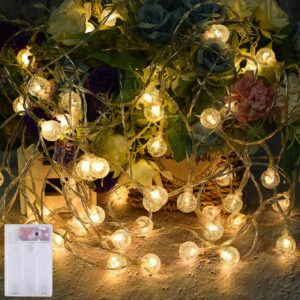 battery powered string lights（2-pack）, 50-led globe string lights with 8-lighting modes, battery operated waterproof string lights for home, party, christmas, wedding, garden decoration 33.4ft