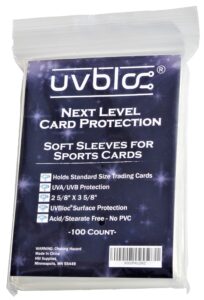 uvbloc penny baseball card sleeves (100 pack) soft protector holders for trading basketball football cards