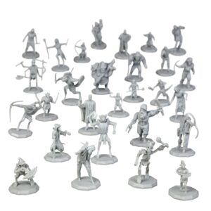 monster protectors- 28 unpainted 1" hex-sized fantasy mini figures for your rpg dungeon campaigns