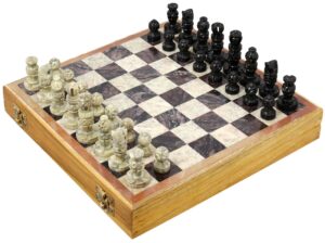 ajuny beautifully crafted unique stone art chess set hand carved stone pieces board size 10x10 inches