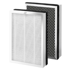 isinlive 25 replacement filter compatible with 25 air purifier s1/w1/b1, 3-in-1 h13 true hepa activated carbon filter, 2 pack