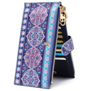 kukoo wallets for women rfid blocking large capacity slim bifold multi card case organizer with zipper pocket gift box