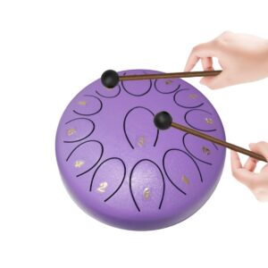 regis alloy steel tongue drum 13 notes 12 inches chakra tank drum steel percussion padded travel bag and mallets (lavender, 12 inches 13 notes)