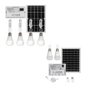 yinghao solar lights indoor home 4 lights, 12 w solar panel & 2 lights, 5.5w solar panel, outdoor waterproof solar lights for garden, yard, camping, shed, barn, garage