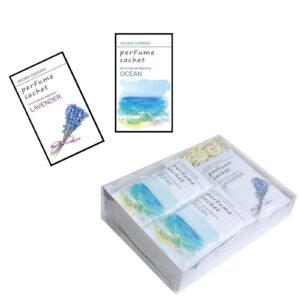 aroma-garden scented sachet, 12 pack -cote d’azur- fragrance sachets for home, wardrobe, shoes cabinet. scented sachet bags lavander & ocean.