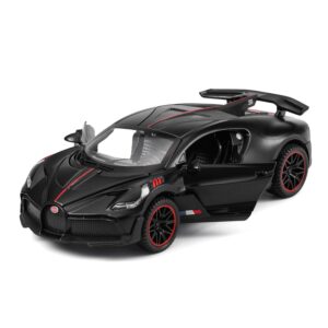 bugatti divo diecast metal model cars for boy toys age 3-12 pull back vehicles with music doors and hood can be opened(black)