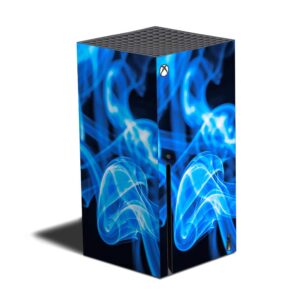 mightyskins skin compatible with xbox series x - blue flames | protective, durable, and unique vinyl decal wrap cover | easy to apply and change styles | made in the usa (mixbserx-blue flames)