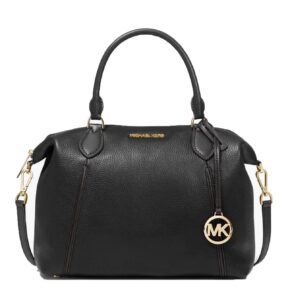 michael michael kors lenox large pebbled leather shoulder bag - black