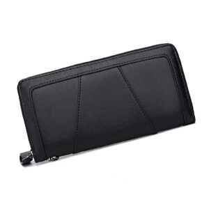 earnda womens wallet rfid blocking large capacity long purse with wristlet card holder coin pocket pitch black