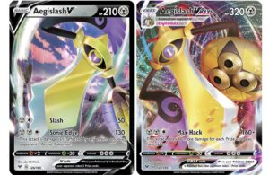 pokemon vmax card set - aegislash vmax 127/185 & aegislash v 126/185 - vivid voltage - ultra rare card lot