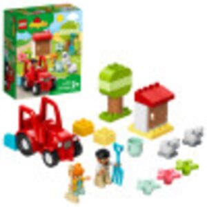 lego duplo town farm tractor & animal care 10950 creative playset for toddlers with a toy tractor and 2 sheep, new 2021 (27 pieces)