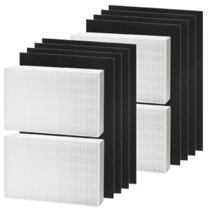 isinlive hpa200 hepa filter replacement compatible with honeywell hpa200 hrf-arvp200 series air purifier hpa200, hpa201, ha202, hpa204, hpa250, hpa5200, 4 hepa r and 8 precut carbon pre-filters a