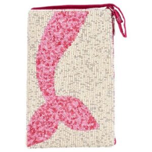 bamboo trading company mermaid tail cell phone or club bag with a separate, secure side zip pocket for cash and credit cards, 7-inch height, fuchsia