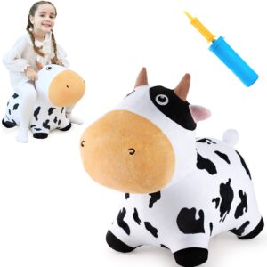 iplay, ilearn bouncy pals dairy cow hopping horse, plush inflatable animal hopper, indoor n outdoor ride on jumping bounce toys, birthday gift for 18 months 2 3 4 5 year old kids toddlers boys girls