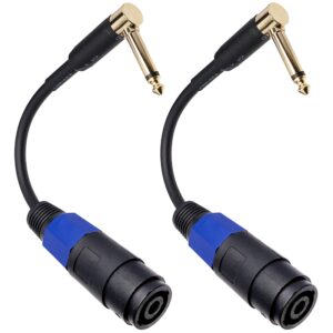 cess-144 speakon female connector to 1/4" male ts speaker cable - speak-on jack to 1/4 ts plug (right-angle plug)