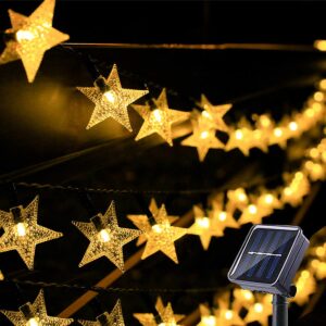 smatols solar christmas snowflake string lights,50 led waterproof multicolor fairy lights for garden