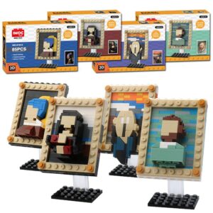 4 pcs world famous painting moc building blocks toy set, compatible with lego building set,art portrait toys,educational classic toy bricks,stem gift toys for kids boys girls