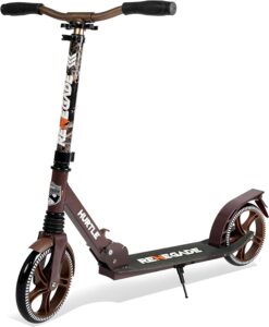 hurtle renegade kick scooters for kids teenagers adults- 2 wheel kids scooter with adjustable t-bar handlebar - alloy anti-slip deck - portable folding scooters for kids with carrying strap