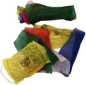 cosynee handmade tibetan buddhist prayer flag, handmade tibetan affirmation prayer flags, himalayan flags (set of 2)