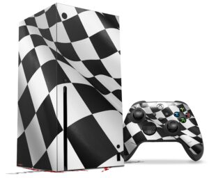 wraptorskinz skin decal vinyl wrap compatible with the xbox series x console and controller - checkered racing flag (gaming console not included)