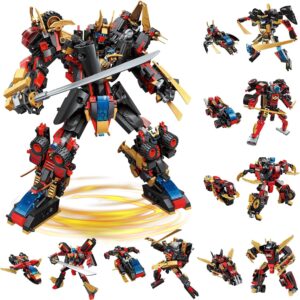 qlt qiaoletong 12 in 1 transforming mecha robot building set,mech model building kit, 542 pcs compatible with lego ninja mech warrior cool robots toys gift for adults and kids boys 6 7 8 10+