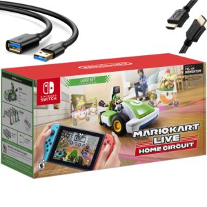 nintendo newest mario kart live: home circuit - luigi set edition - holiday family gaming bundle switch, switch lite - green - ipuzzle 6ft usb extension cable + hdmi cable