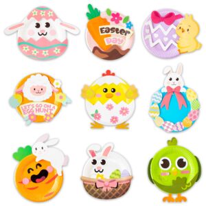 mallmall6 9pcs easter paper plate art kits for kids educational diy craft early learning art project parent-child preschool classroom groups activities party decorations favors for boys girls