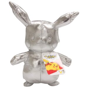 pokémon 8" silver pikachu 25th anniversary plush - officially licensed - quality & soft stuffed animal toy - limited edition - collectible stuffed animal toy - great gift for kids, boys, girls