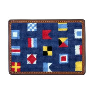 mixed signals needlepoint credit card wallet by smathers & branson