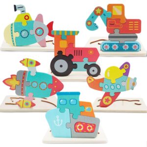 toddler puzzles, wooden puzzles for toddlers, 6 pack wooden toddler puzzles gifts toys for kids 1-3 years old, montessori early learning preschool educational toys for boys and girls age 2-4