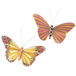 mackenzie-childs butterfly duo, hanging butterfly wall decor, garden butterflies, set of 2