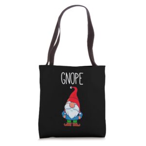 gnope, tomte garden gnome gift, funny scandinavian nope tote bag