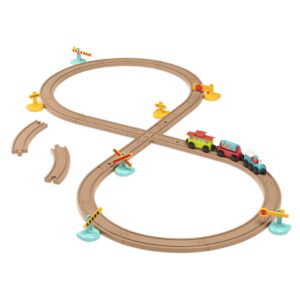 battat – train set for kids, toddlers – 29pc train track set with trains and accessories – developmental toy- all aboard train set – 2 years +