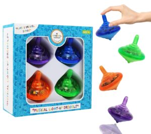 the dreidel company hanukkah musical light-up dreidel spinning tops set, plays 2 classic hanukkah songs, assorted colors (4-pack)