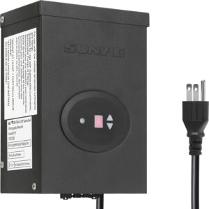 sunvie 300w low voltage transformer for landscape lighting with timer and photocell sensor waterproof power supply for landscape lights path lights outdoor spotlight 120v ac to 12v /14v ac(etl listed)