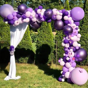 nalwort party decorations purple 136pc balloon set