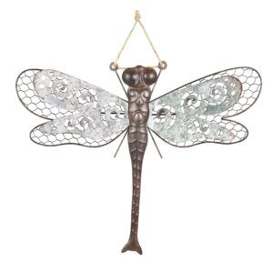 exhart dragonfly wall decor - metal wall hanging decor – durable metal wall art – indoor or outdoor wall decor - ready to hang wall art – hanging dragonfly decor for home (16” l x 2” w x 19" h)