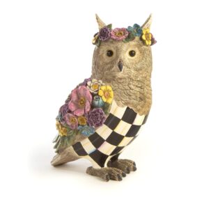 mackenzie-childs flower market olivia owl, decorative owl figurine, unique home accents