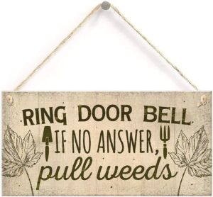 funny ring the door bell wall door gate sign garden shed nan mum home friend gift 10" x 5"