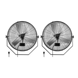 healsmart 24 inch industrial wall mount fan, 3 speed commercial ventilation metal fan, 2 pack