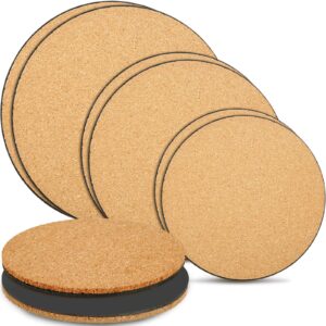 6 pieces cork plant mat plastic plant mat round plate pad for garden, courtyard, pot mat, indoor outdoor and diy craft project (4 inches, 6 inches, 8 inches)