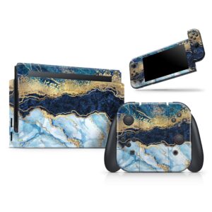 design skinz foiled marble agate - skin decal protective scratch-resistant removable vinyl wrap kit compatible with the nintendo switch console, dock & joycons bundle