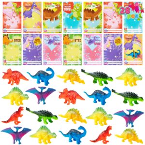 joyin 28 pack valentines day card with dinosaur figure toys for valentine kids party favor, classroom exchange prizes, valentine’s greeting cards